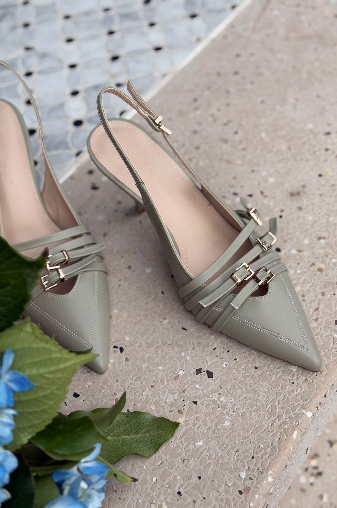 Veloro Mat Deri Toka Detaylı Su Yeşili Stiletto – ILOVESHOES Türkiye